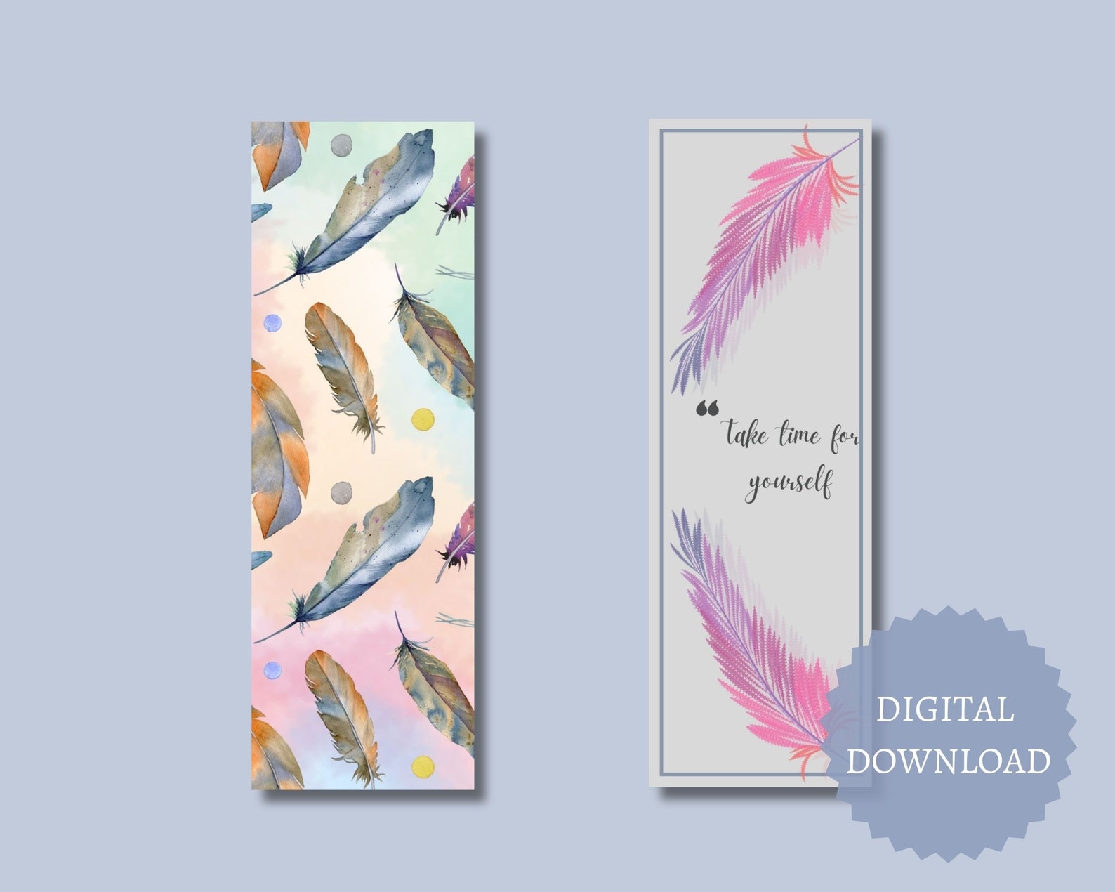 Printable Bookmarks, Bookmark Set, Fur Bookmark, Feather Bookmark ...
