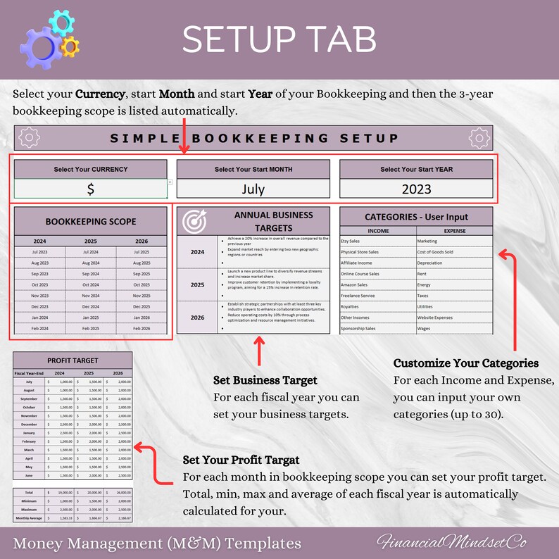 Simple Easy Bookkeeping Excel Template for Individual Small Business ...