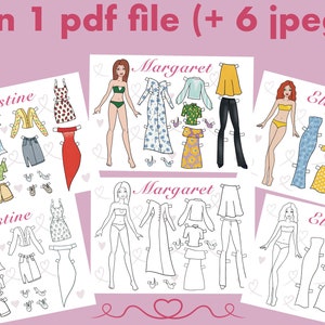 6 Printable Paper Doll Dress up With Clothes - Digital PDF, Dress up ...