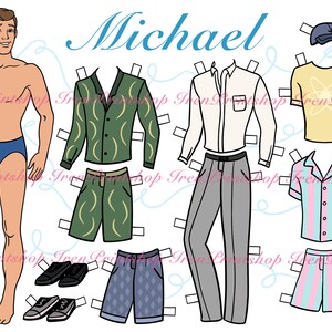 6 Printable Paper Doll Ken Dress up With Clothes - Digital PDF, Dress ...