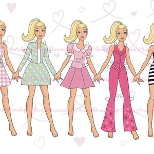 6 Printable Paper Doll Dress up With Clothes - Digital PDF, Dress up ...