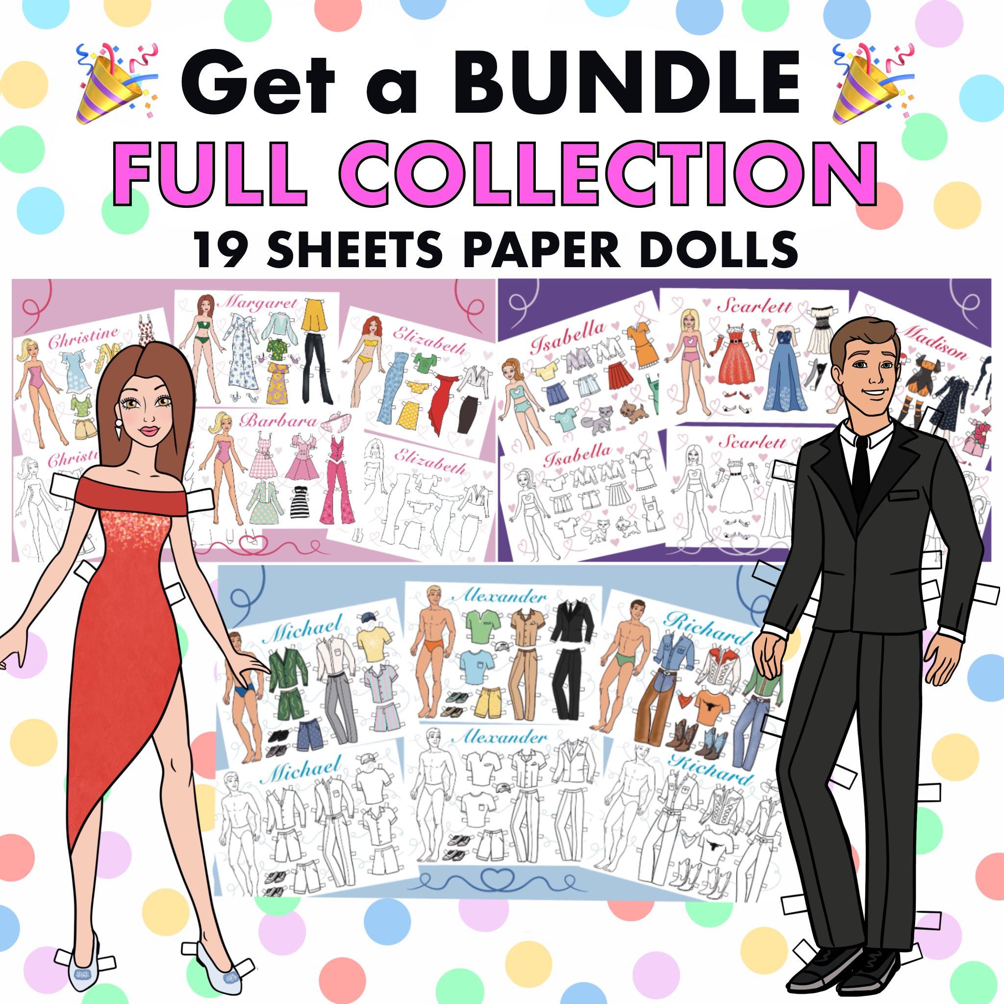 19 Printable Paper Doll Dress up With Clothes - Digital PDF, Dress up ...