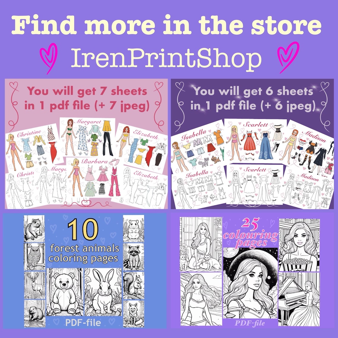 6 Printable Paper Doll Dress up With Clothes - Digital PDF, Dress up ...