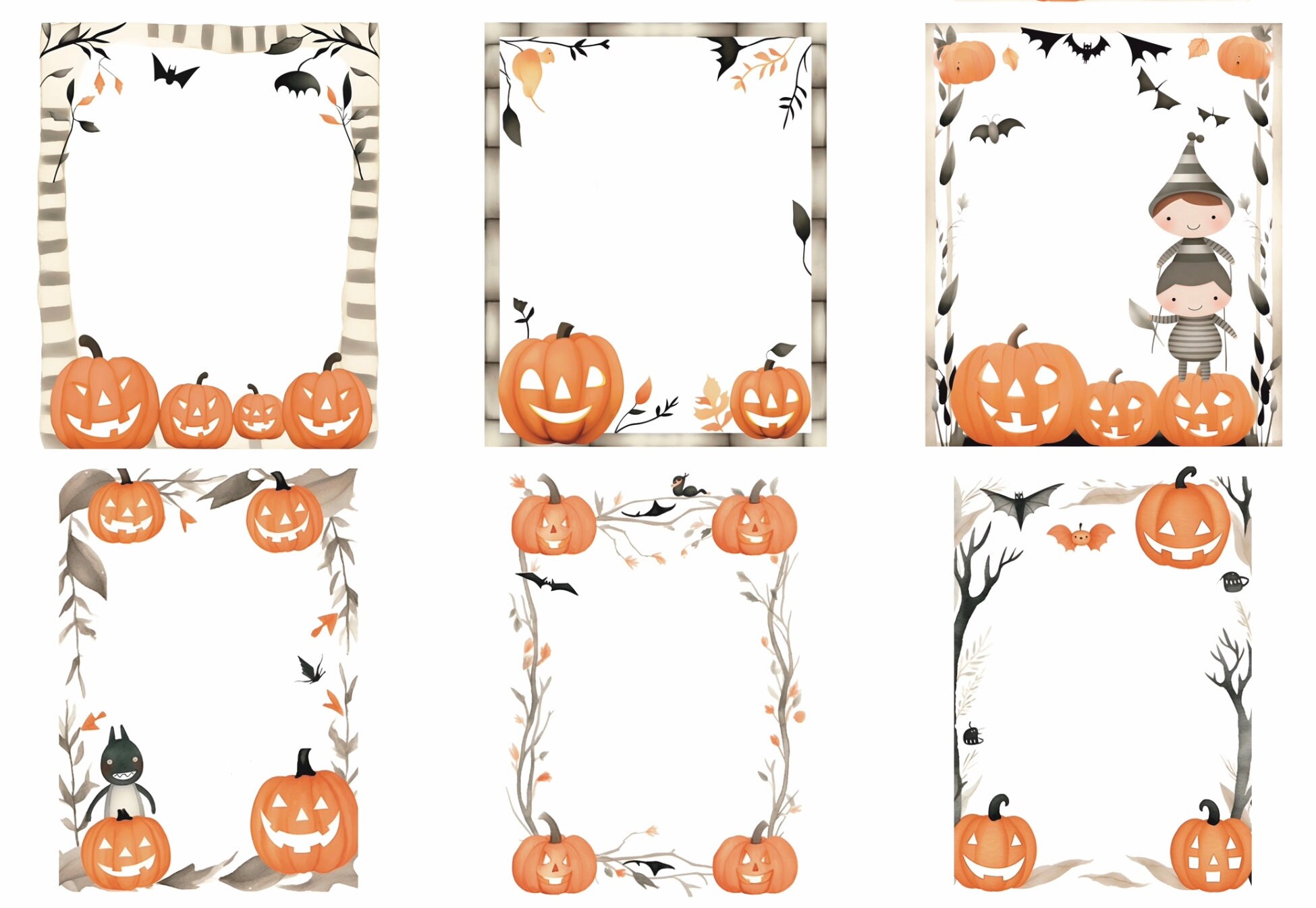 12 JPEG Watercolor Cute Halloween Frames Clipart for Letters - Etsy