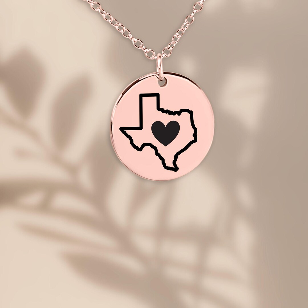 Texas Coin Pendant Texas State Necklace With Heart Texas Souvenir Gift ...