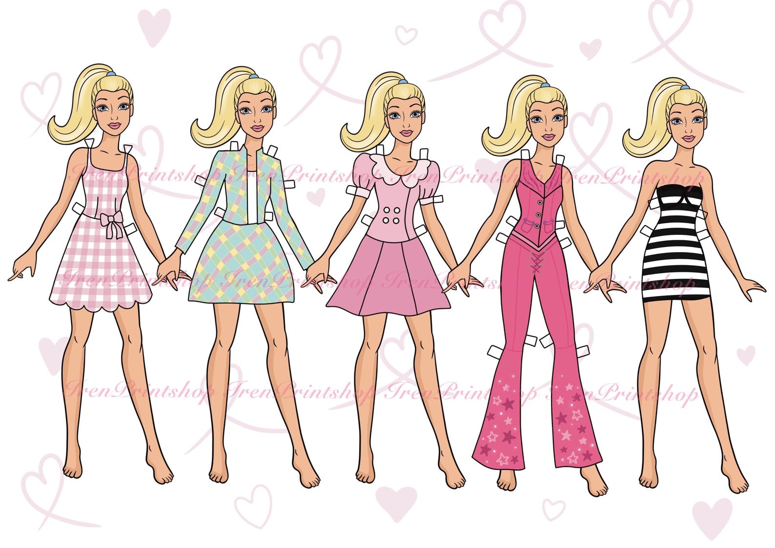 6 Printable Paper Doll Dress up With Clothes Digital PDF, Dress up Cut ...