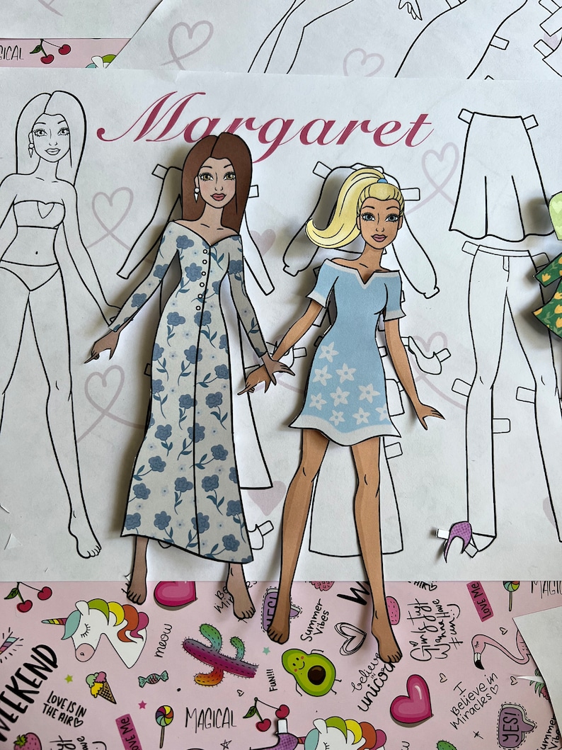 6 Printable Paper Doll Dress up With Clothes - Digital PDF, Dress up ...
