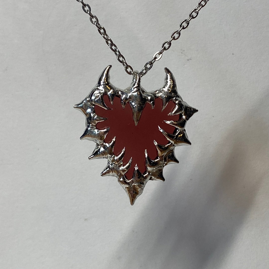 Pink/purple Devil Heart Necklace - Etsy