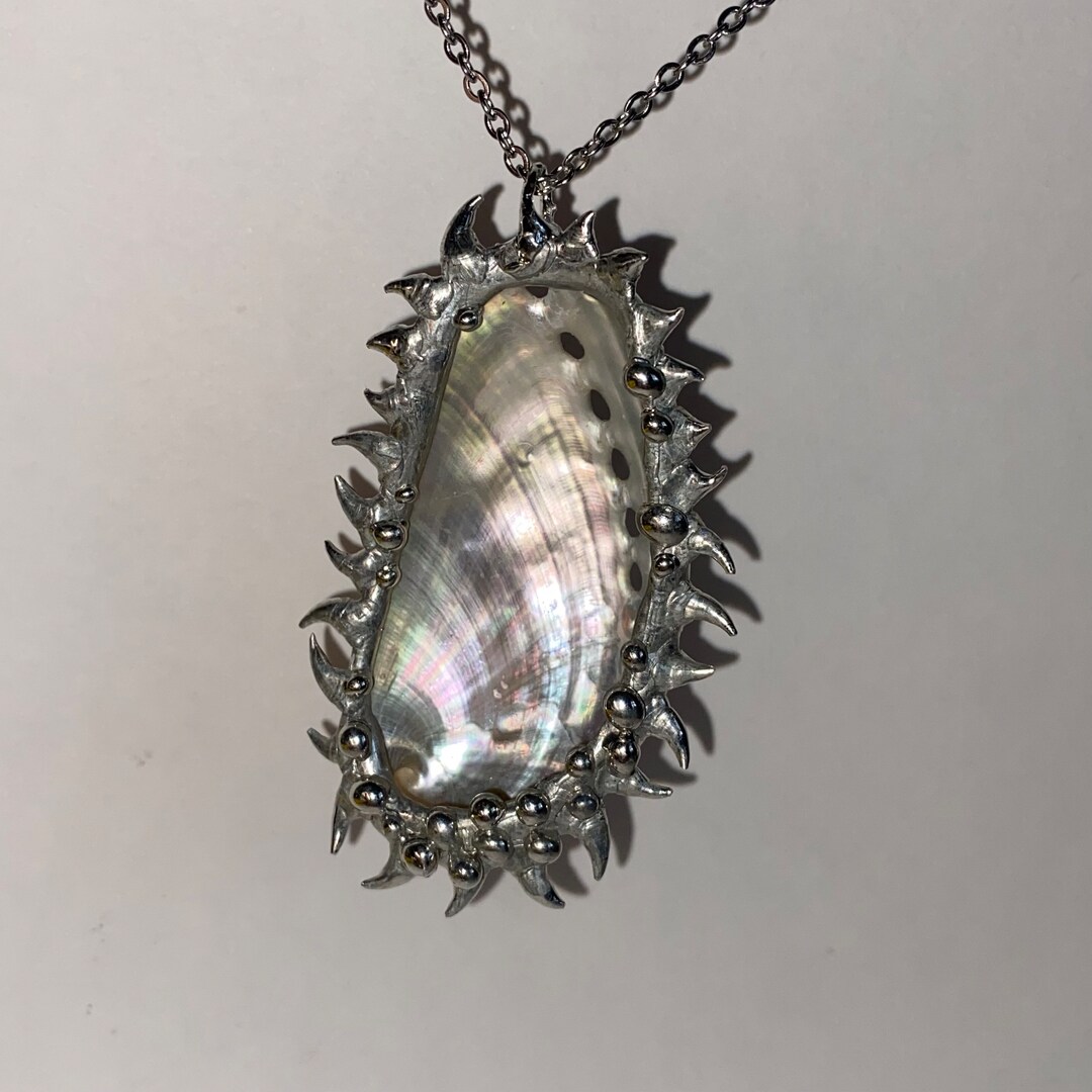 Spiky Shell Mother of Pearl Necklace Soft Solder 2bfrankdesign - Etsy