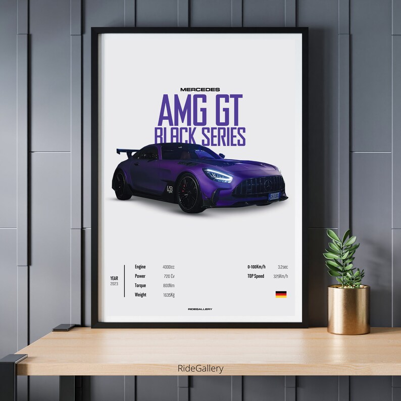 MERCEDES AMG GT Black Series 2023 - Car Guy Poster Gift, Digital Car ...