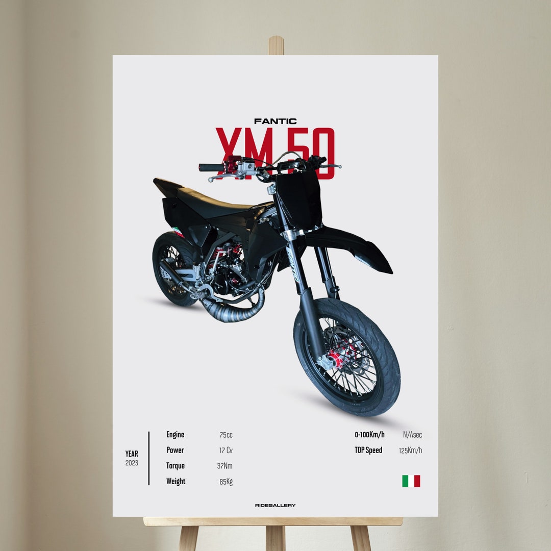 FANTIC XM 50 Cc Motard 2022 - Motorcycle Wall Deco Motor Line Art for A ...