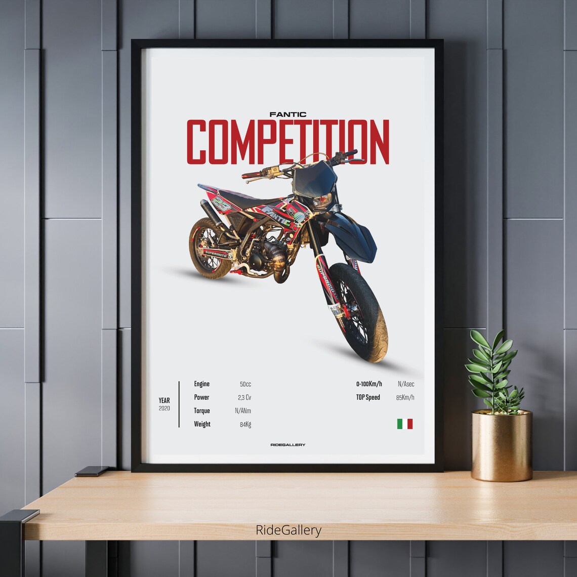 FANTIC COMPETITION 50 Cc Motard 2020 - Motorcycle Wall Deco Motor Line ...