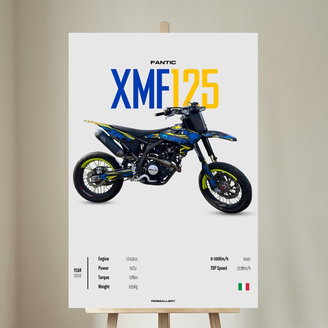 FANTIC XMF 125 Motard 2022 - Motorcycle Wall Deco Motor Line Art for A ...