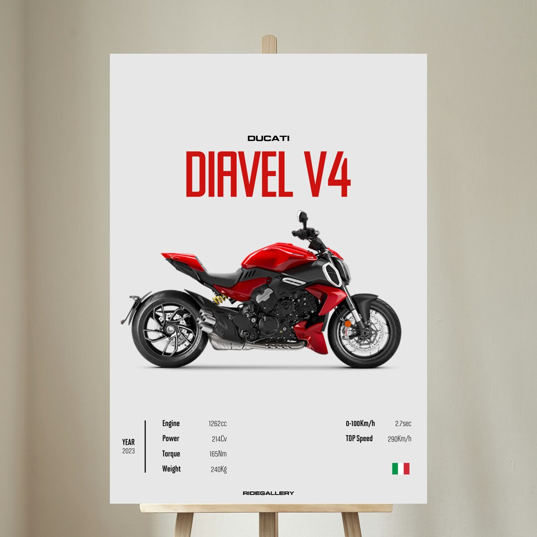 DUCATI Diavel V4 - Motorcycle POSTER Wall Art Digital Download Wall ...