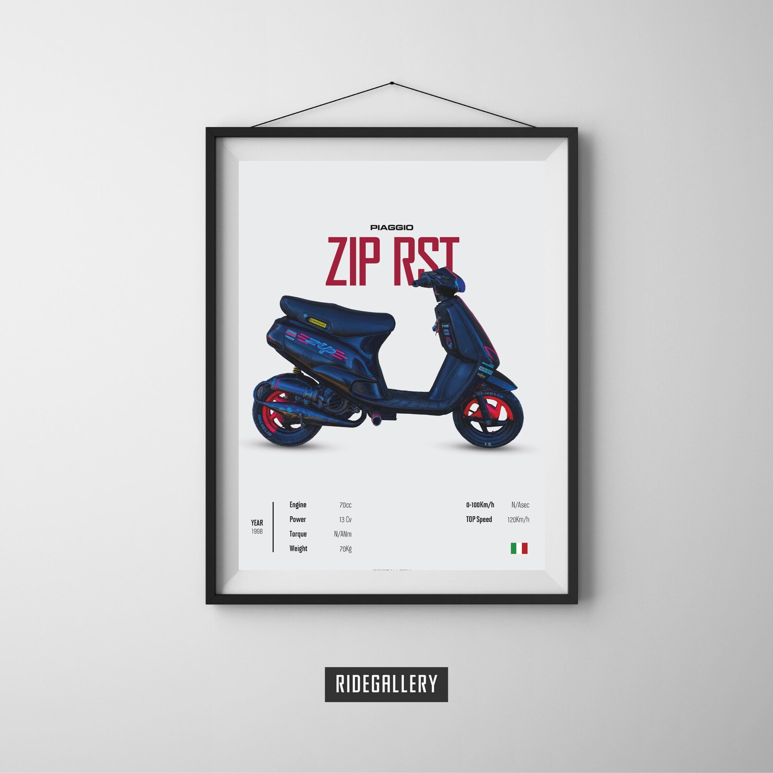 PIAGGIO ZIP RST 50 70 Cc 1998 Motorcycle Wall Deco Motor Line Art for A ...