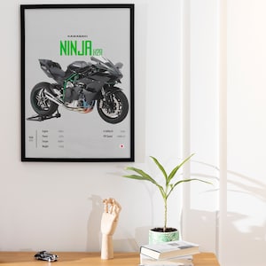 KAWASAKI Ninja H2R 2022 - Motorcycle Japanese Poster Wall Art Wall ...