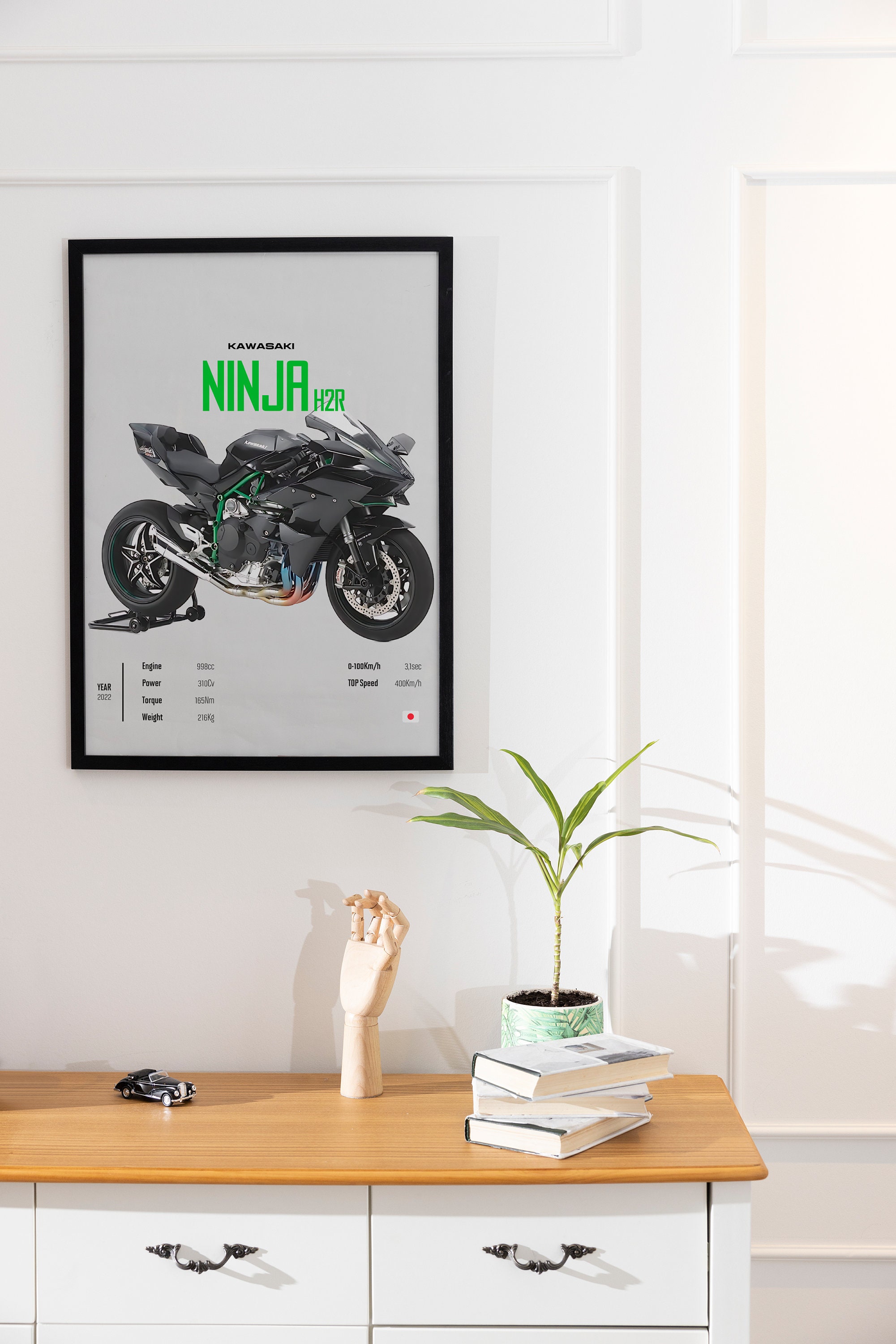 KAWASAKI Ninja H2R 2022 - Motorcycle Japanese Poster Wall Art Wall ...