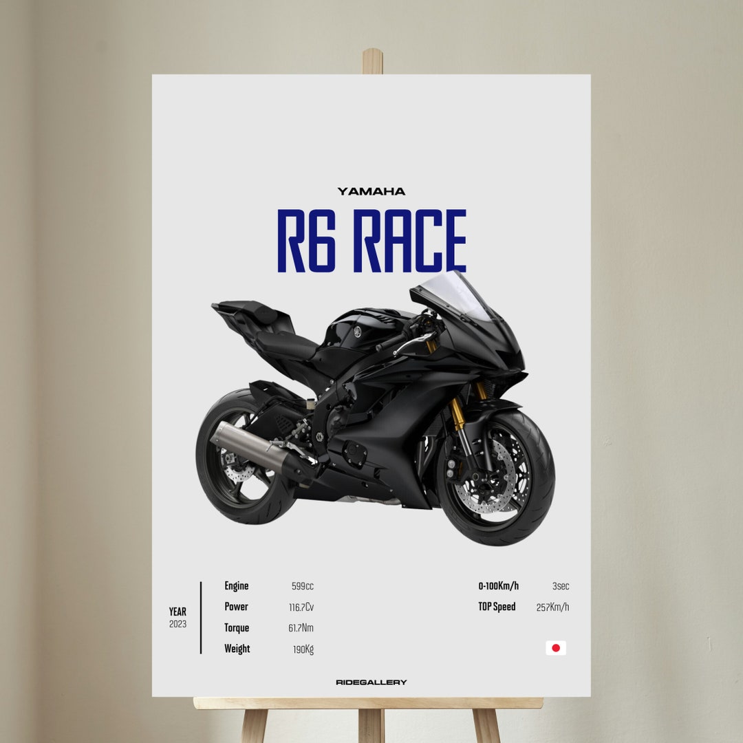 YAMAHA R6 RACE 2023 - Motorcycle Wall Deco Motor Line Art for A ...