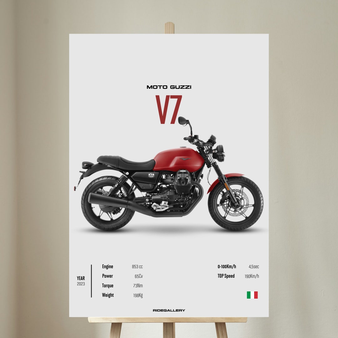 Moto Guzzi V7 2023 - Motorcycle Wall Deco Motor Line Art for A ...