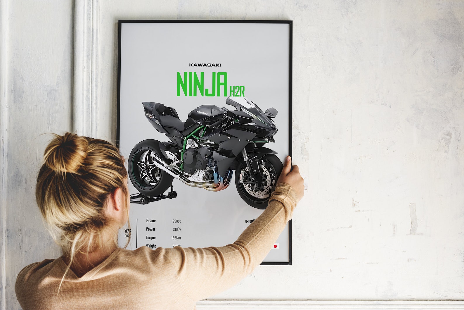 KAWASAKI Ninja H2R 2022 - Motorcycle Japanese Poster Wall Art Wall ...