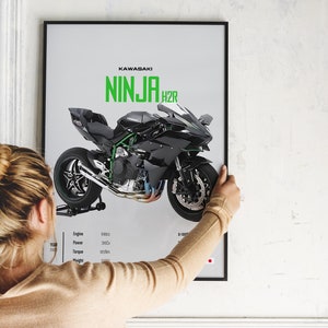 KAWASAKI Ninja H2R 2022 - Motorcycle Japanese Poster Wall Art Wall ...