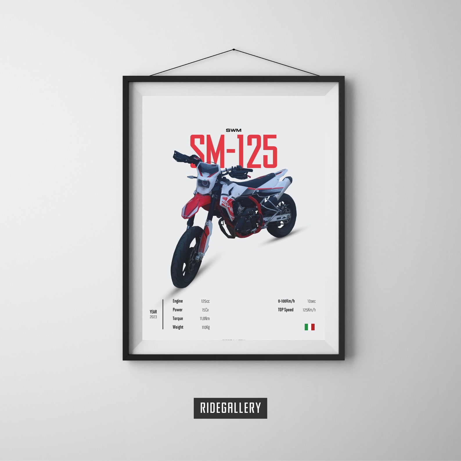 SWM SM 125 Cc Motard 2023 - Motorcycle Wall Deco Motor Line Art for A ...