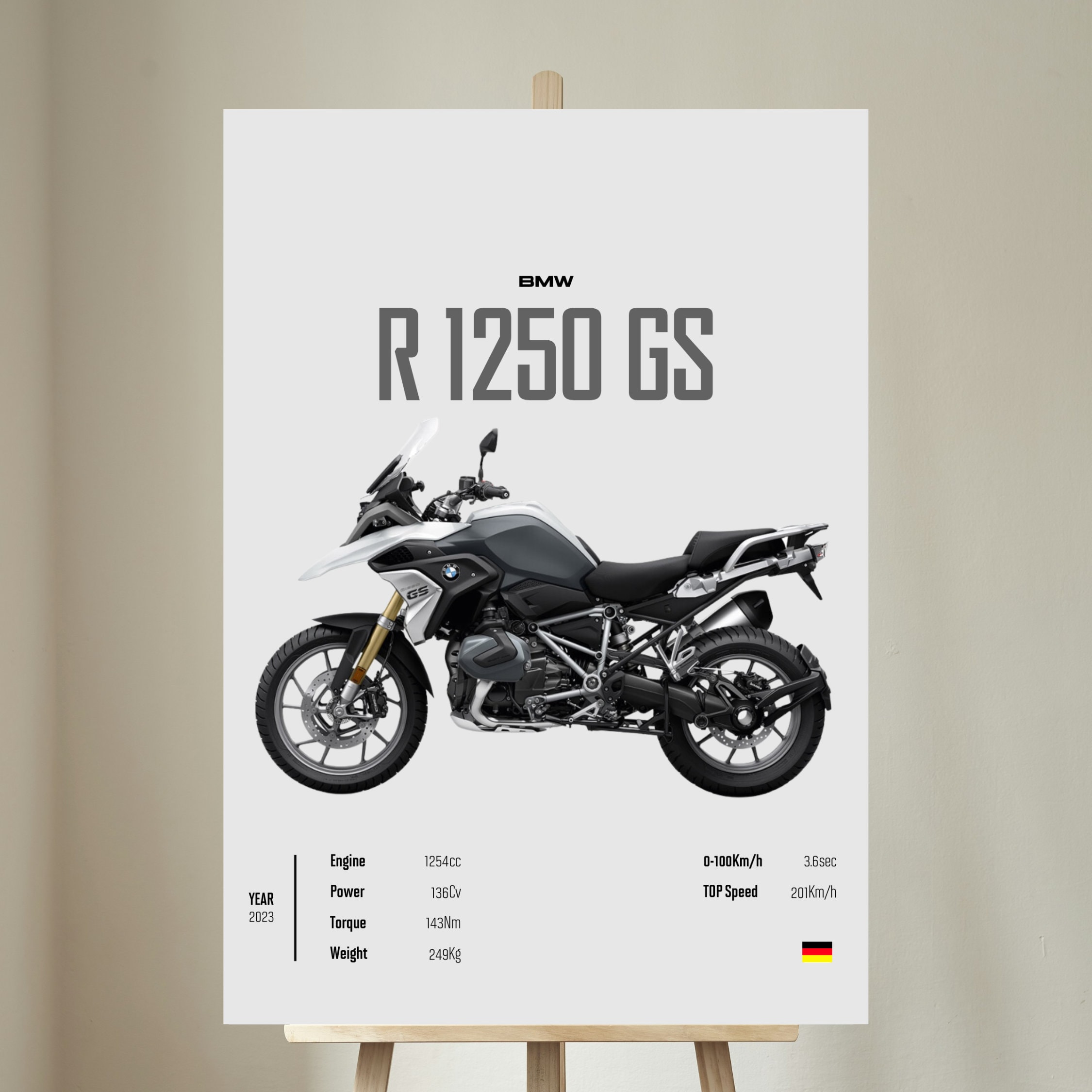 BMW R 1250 GS 2023 MOTORBIKE Wall Poster Digital Download Perfect Gift ...