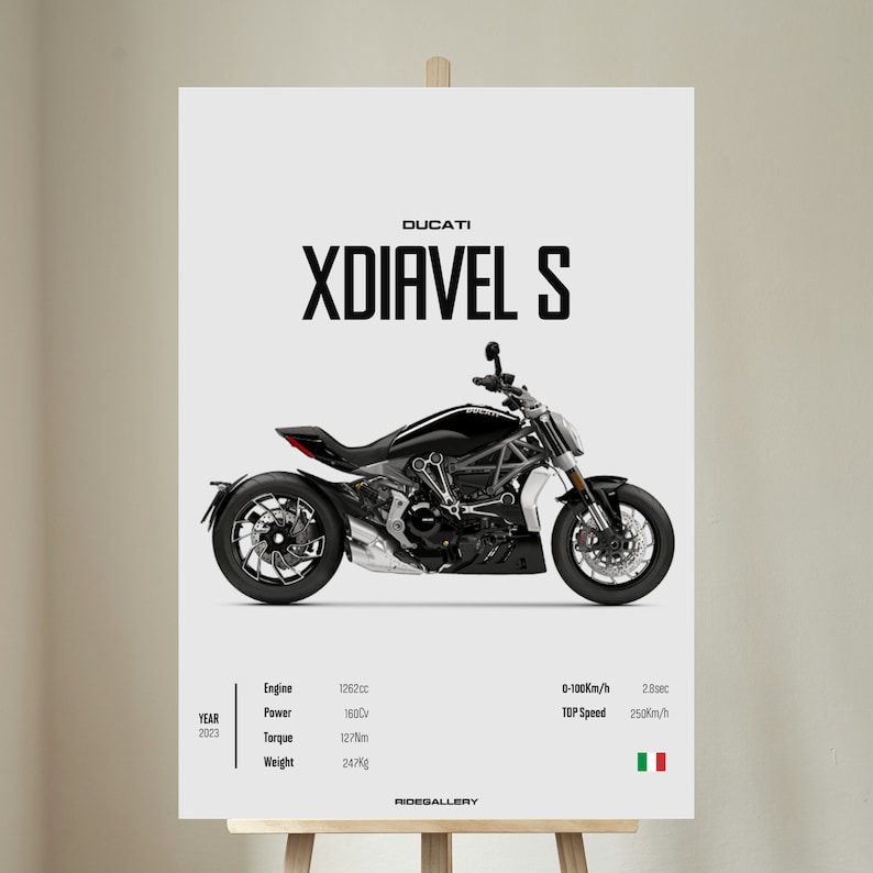DUCATI X Diavel Nera - Motorcycle POSTER Wall Art Digital Download Wall ...