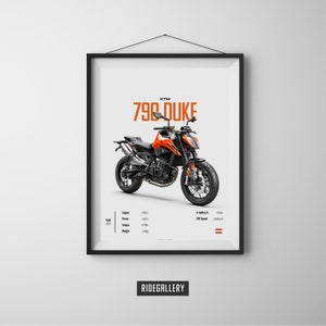 KTM DUKE 790 2024 [orange] - Motorcycle Wall Deco Motor Line Art for A ...
