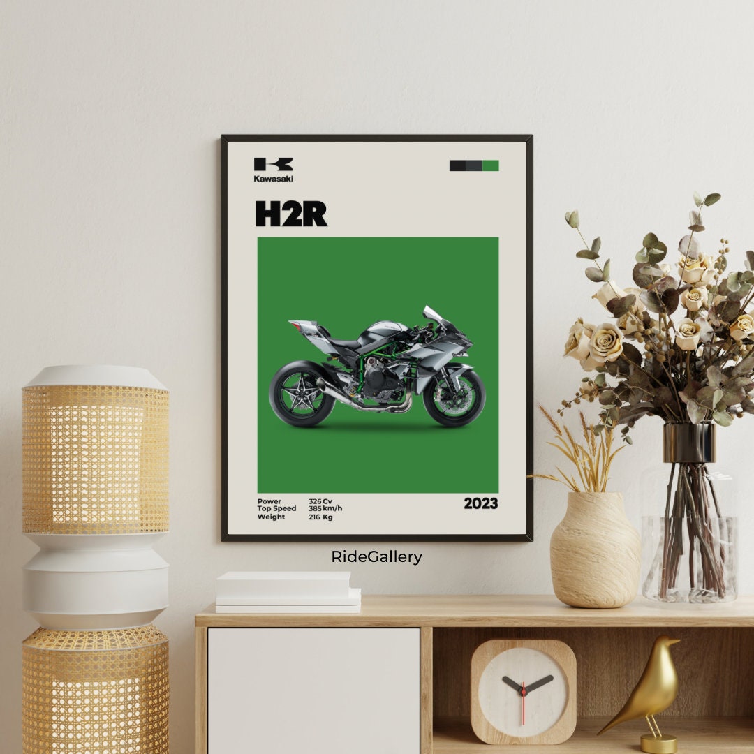 KAWASAKI Ninja H2R 2023 - Motorcycle Japanese Poster Wall Art Wall ...
