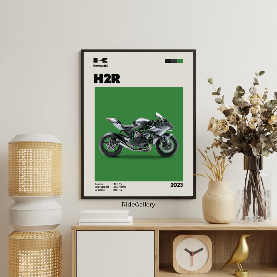 KAWASAKI Ninja H2R 2023 - Motorcycle Japanese Poster Wall Art Wall ...