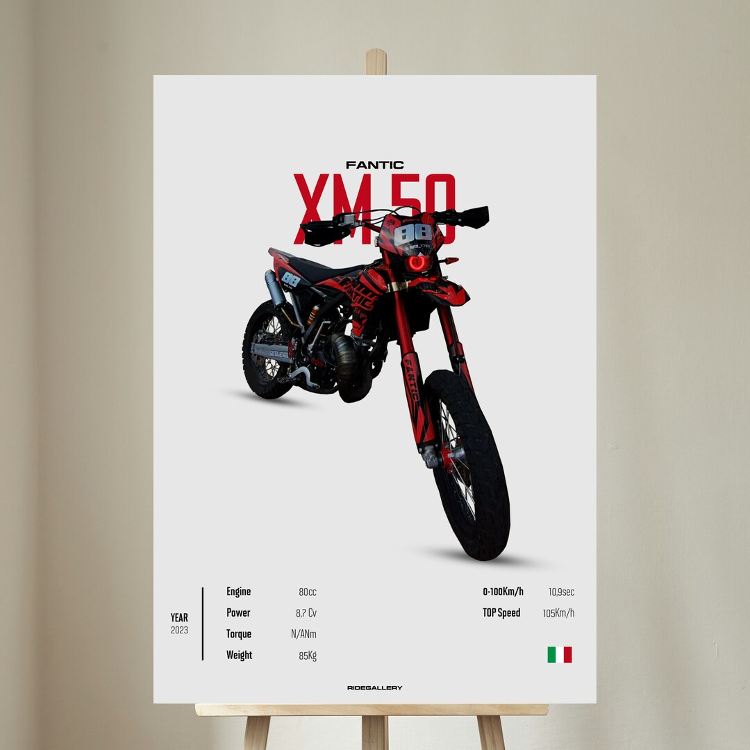 FANTIC XM 50 Cc Motard 2022 - Motorcycle Wall Deco Motor Line Art for A ...