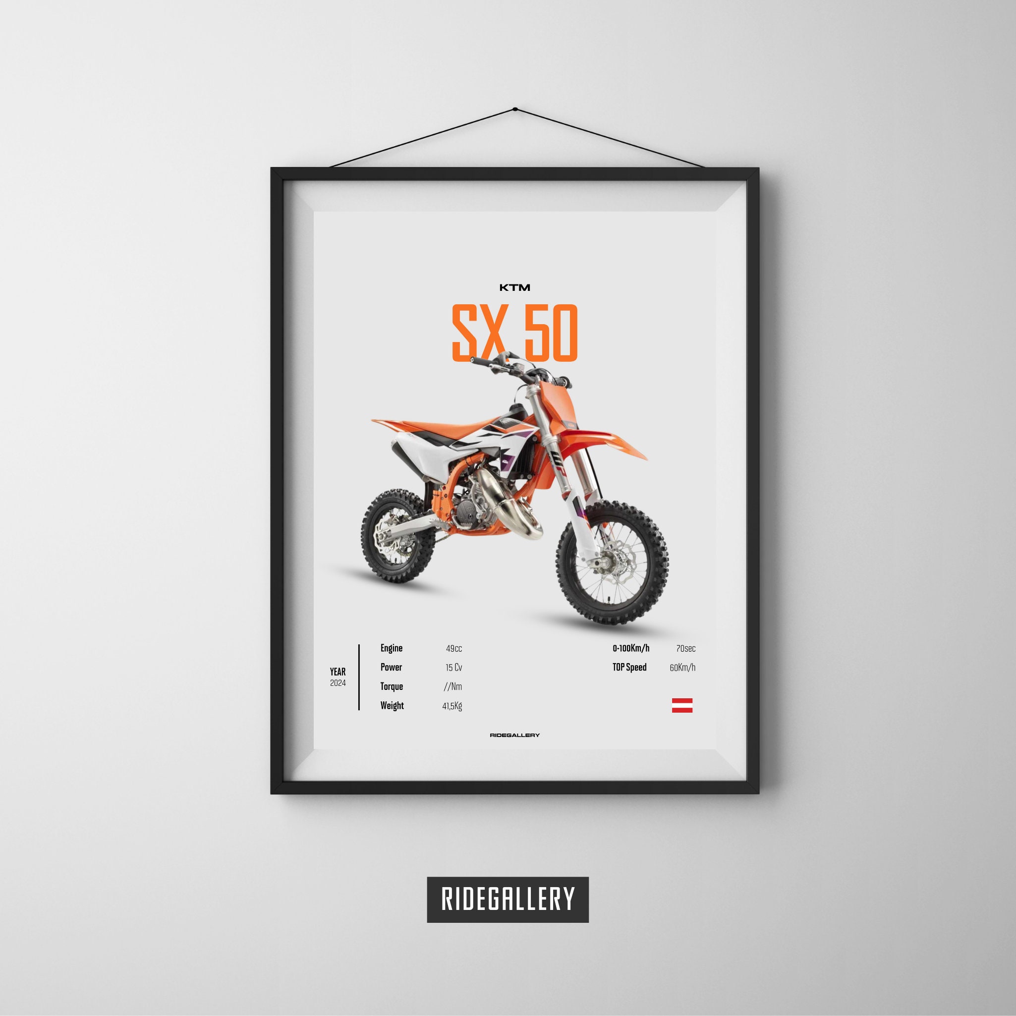KTM SX 50 Enduro 2024 Motorcycle Wall Deco Motor Line Art for A ...