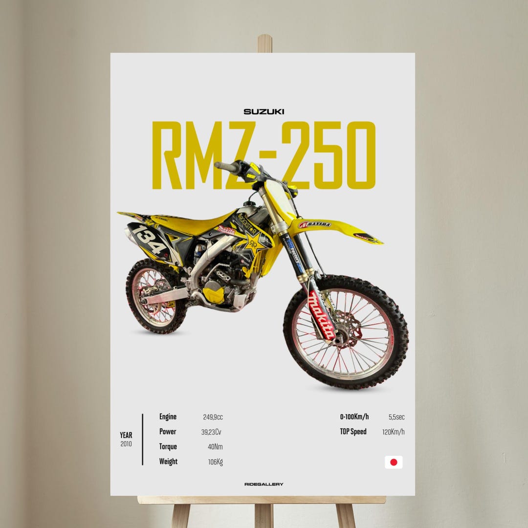 Suzuki RMZ 250 Enduro 2010 - Motorcycle Wall Deco Motor Line Art for A ...
