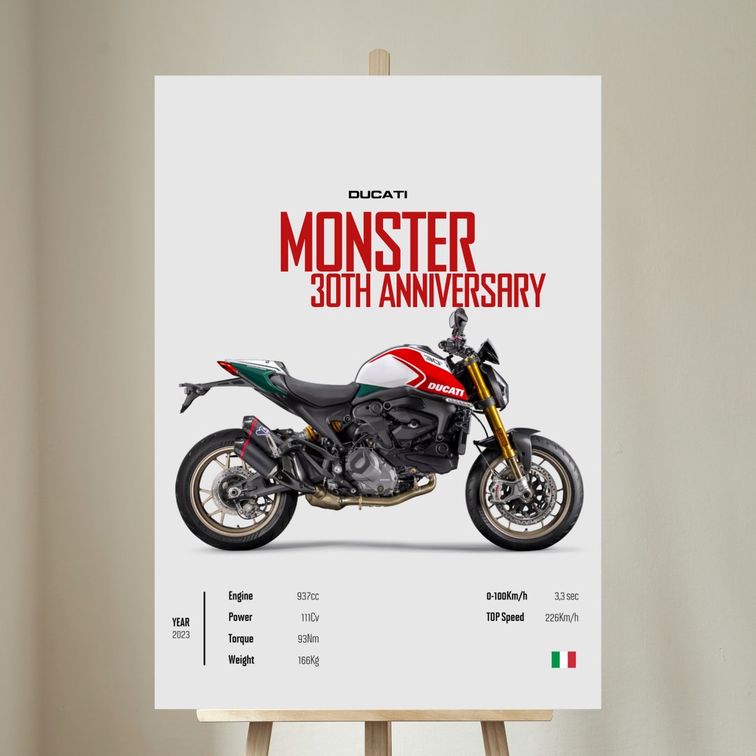 DUCATI Monster 30th Anniversary - Motorcycle Wall Deco Motor Art for A ...