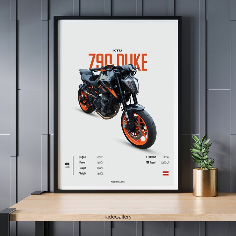KTM DUKE 790 2023 [grey] - Motorcycle Wall Deco Motor Line Art for A ...