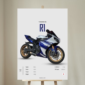 YAMAHA R1 2014 - Motorcycle Wall Deco Motor Line Art for A Motorcyclist ...