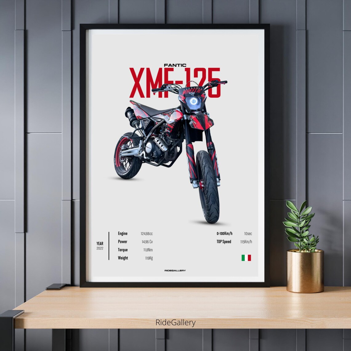 FANTIC XMF 125 Motard 2022 - Motorcycle Wall Deco Motor Line Art for A ...