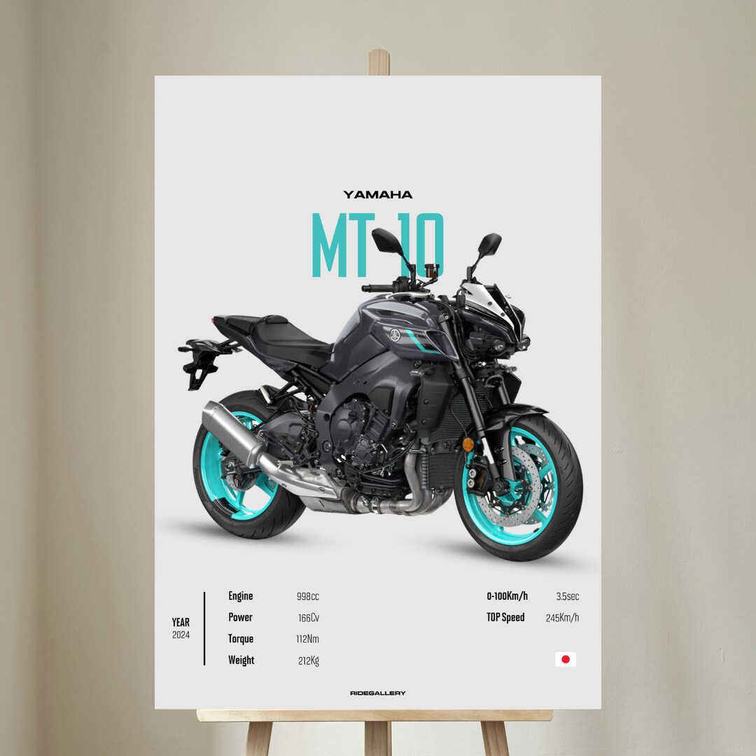 YAMAHA MT-10 [cyan] 2024 - Motorcycle Wall Deco Motor Line Art for A ...