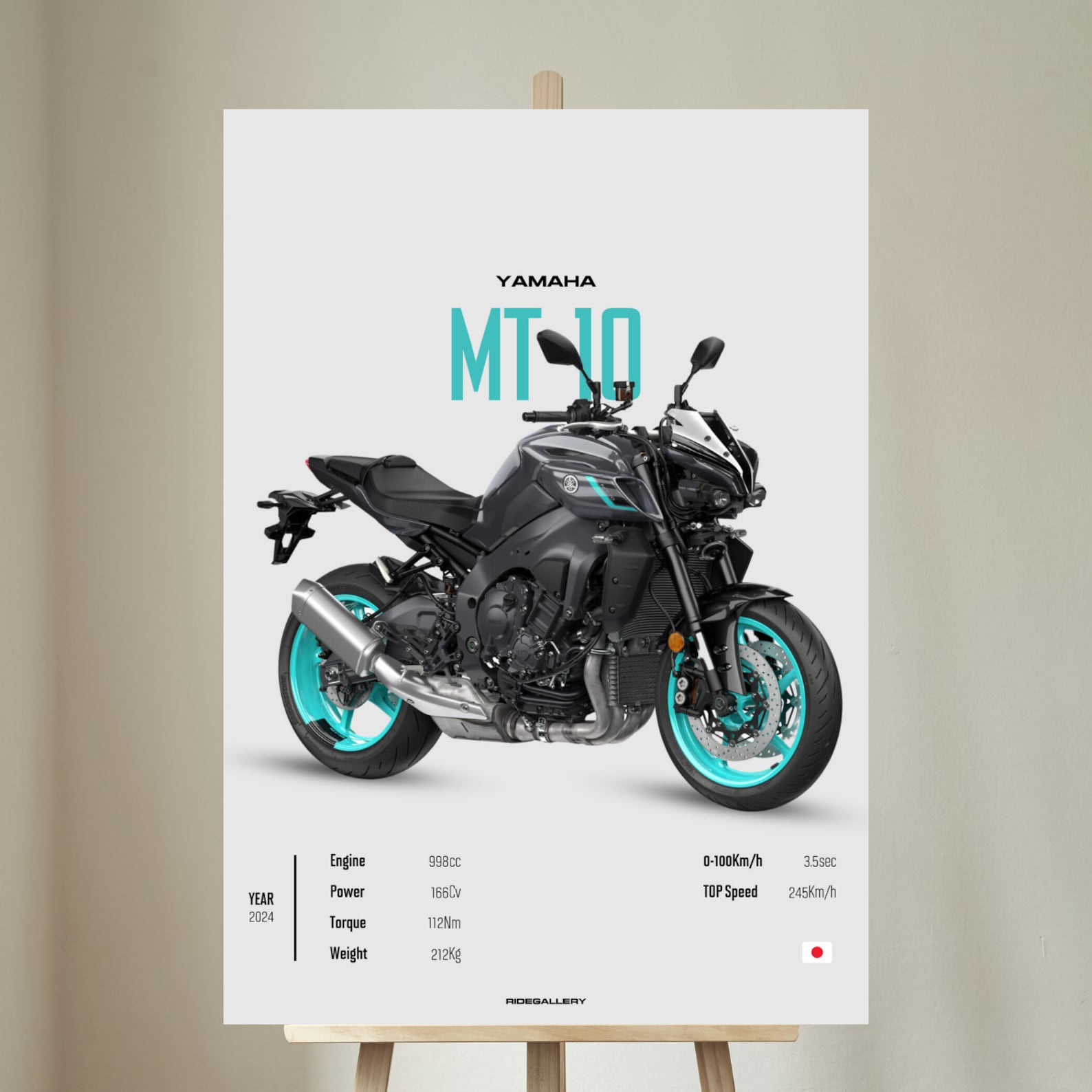 YAMAHA MT-10 cyan 2024 Motorcycle Wall Deco Motor Line Art for A ...