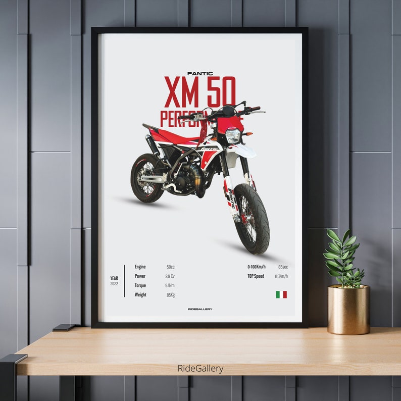 FANTIC XE 50 Cc Motard 2022 Motorcycle Wall Deco Motor Line Art for A ...