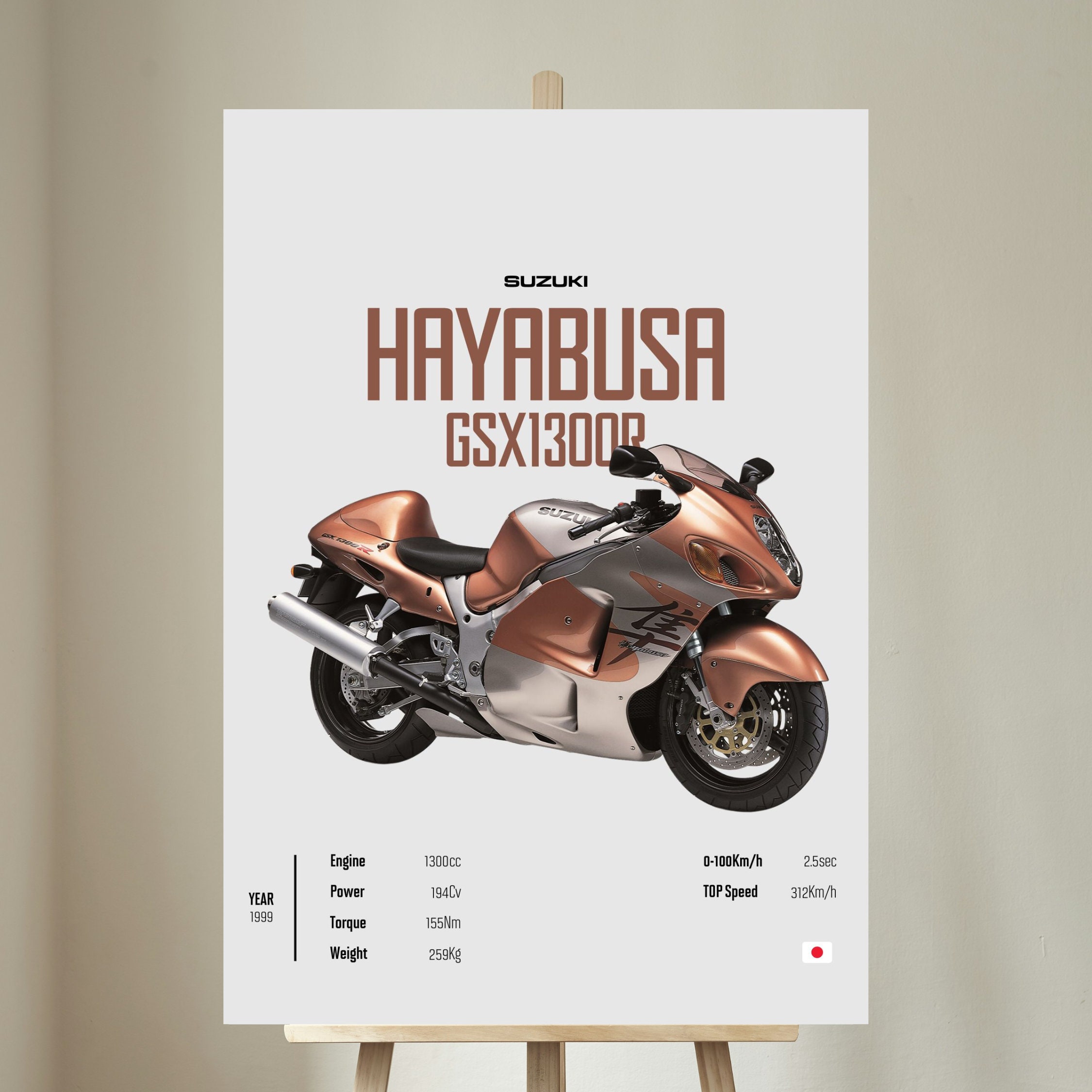 Suzuki Hayabusa GSX 1300 R 1999 [rose Gold] - Motorcycle Wall Deco ...