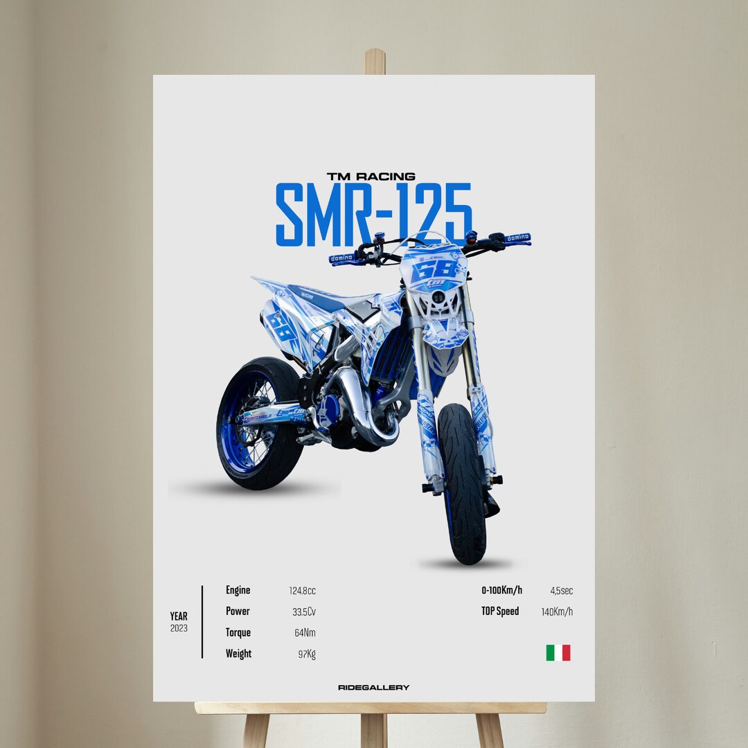 TM RACING SMR 125 2023 Motard Motorcycle Wall Deco Motor Line Art for A ...