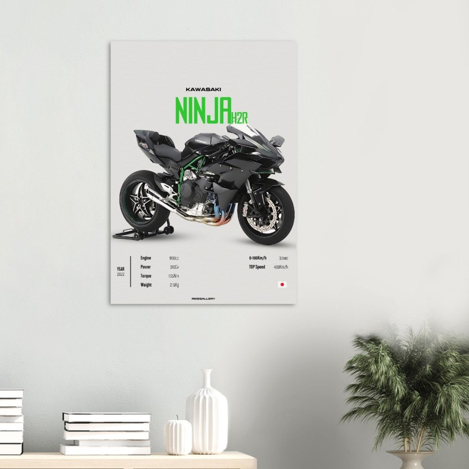 Kawasaki Ninja H2R 2022 Motorcycle Wall Deco Motor Line Art for A ...