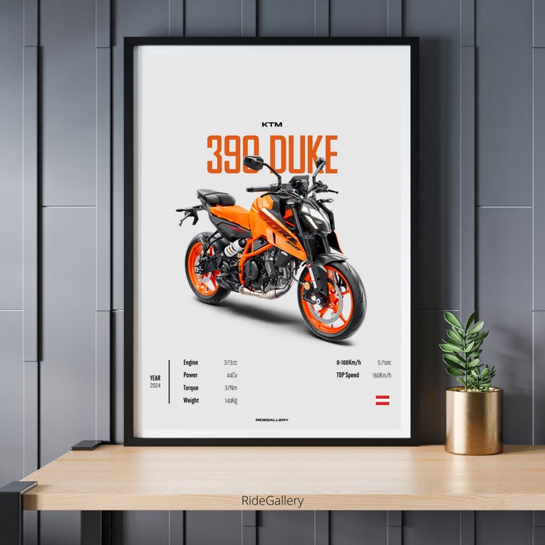 KTM DUKE 390 2024 [orange] - Motorcycle Wall Deco Motor Line Art for A ...