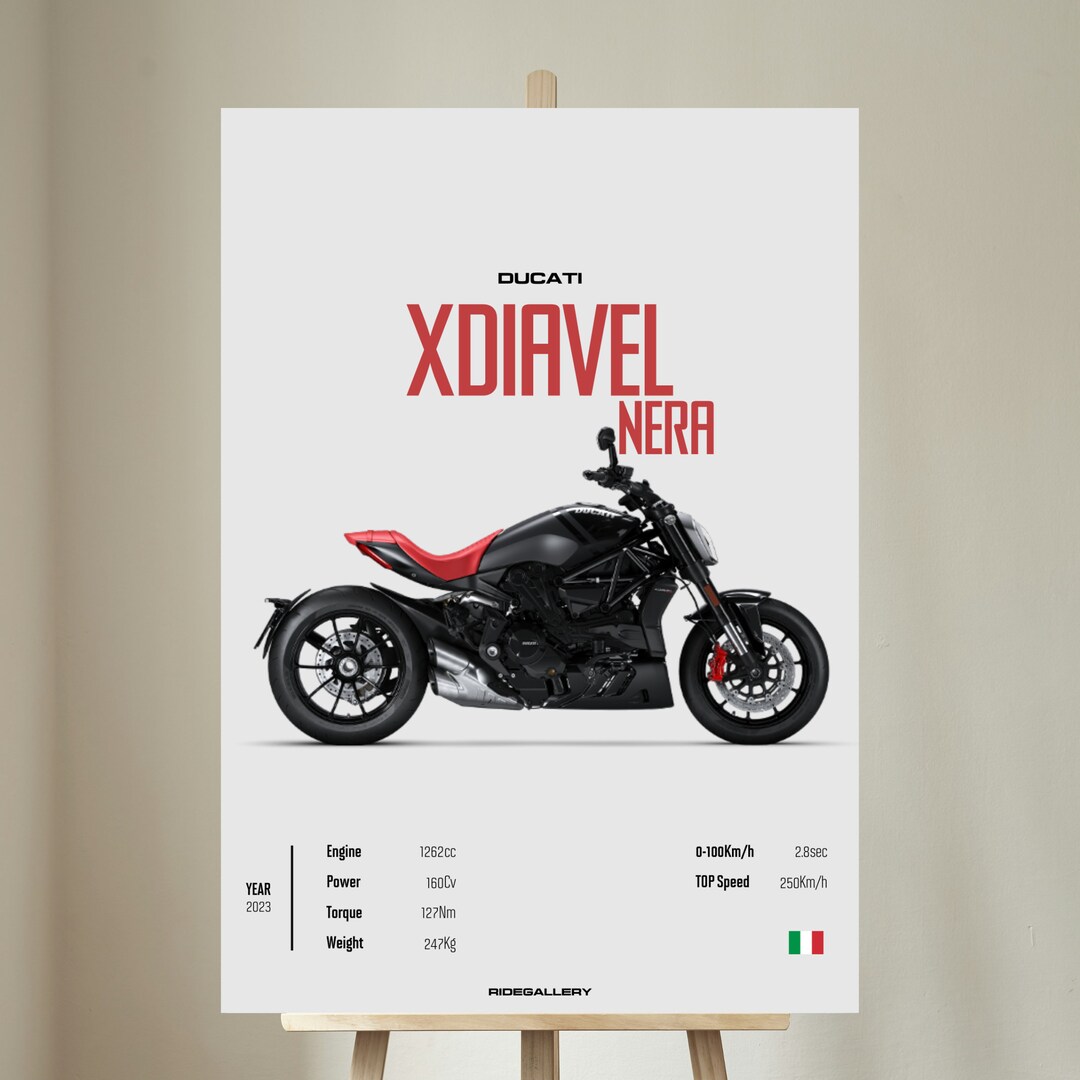 DUCATI X Diavel Nera - Motorcycle POSTER Wall Art Digital Download Wall ...