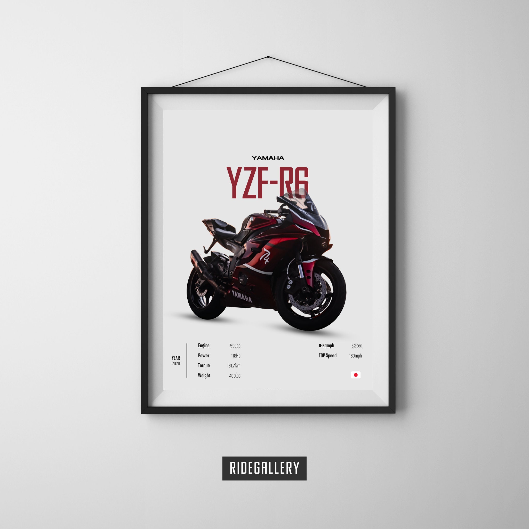 YAMAHA R6 2020 - Motorcycle Wall Deco Motor Line Art for A Motorcyclist ...