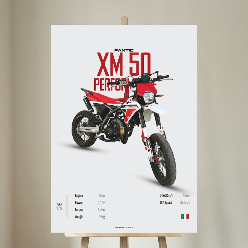 FANTIC XE 50 Cc Motard 2022 Motorcycle Wall Deco Motor Line Art for A ...
