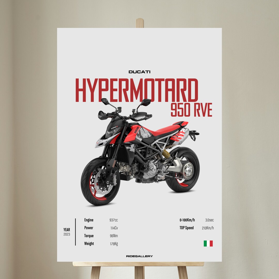 DUCATI Hypermotard 950 RVE - Motorcycle POSTER Wall Art Digital ...