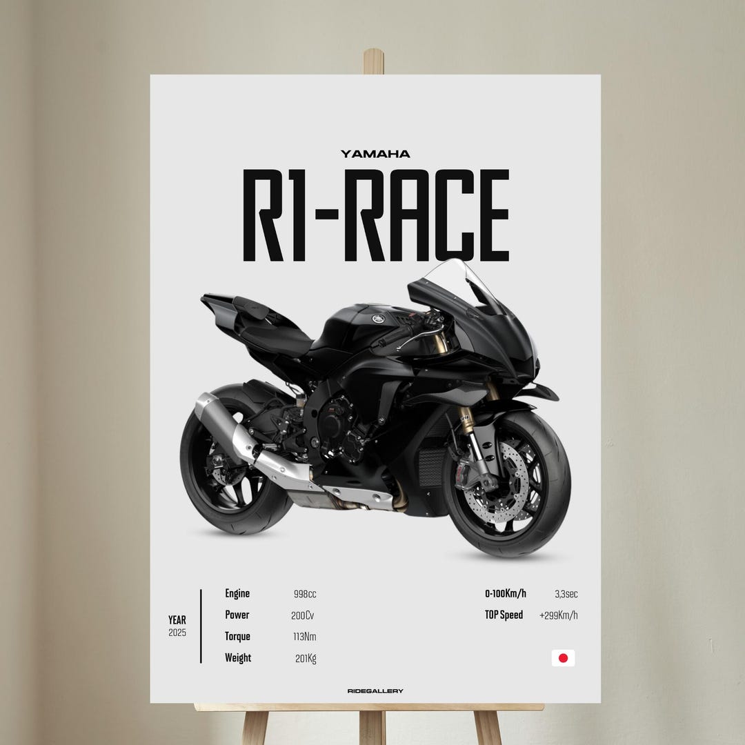 YAMAHA R1 RACE - 2025 - Motorcycle Wall Deco Motor Line Art for A ...